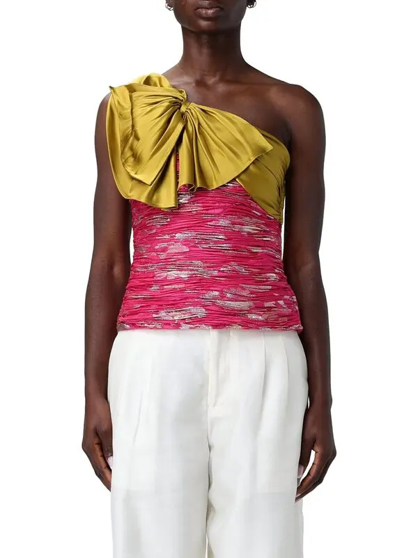 Valentino Garavani One Shoulder Bow Detail Top - Fuchsia