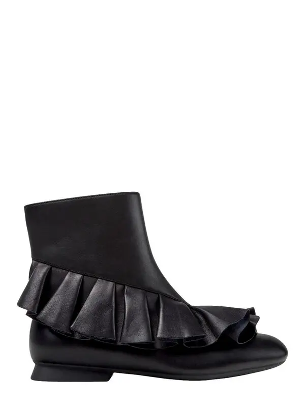 Camper Ankle Boots With Ruffle Detailing - Black