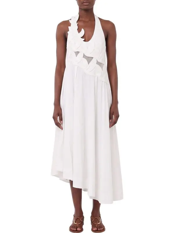 Zimmermann Asymmetrical Cotton Midi Dress - Ivory