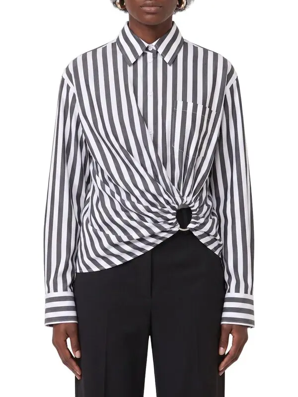 Sportmax Striped Shirt With Knot Detailing - Black