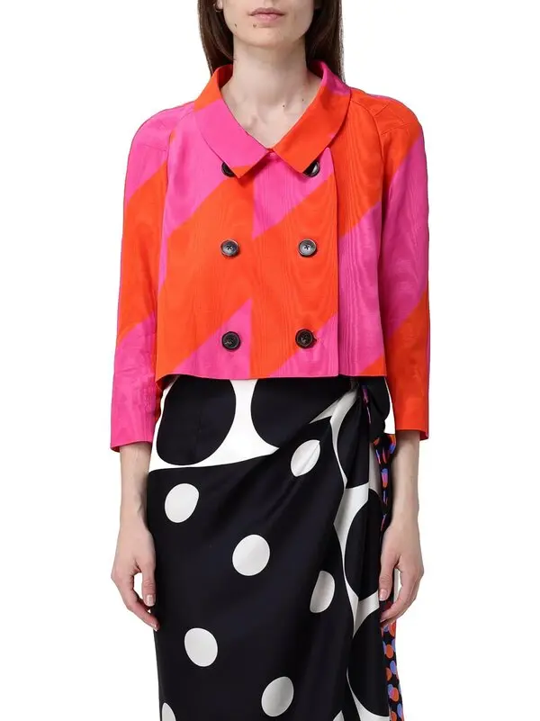 Dries Van Noten Cropped Jacket With Geometric Print - Fuchsia