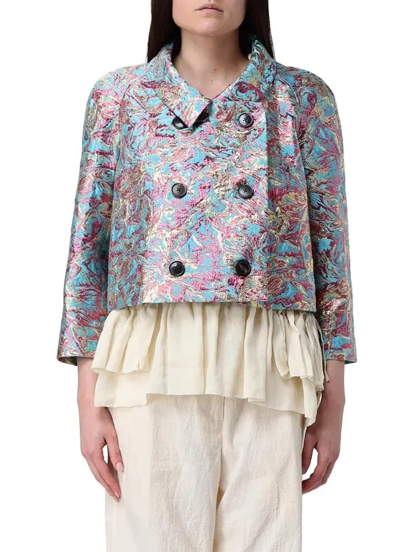 Dries Van Noten Jacquard Double-breasted Jacket - Turquoise