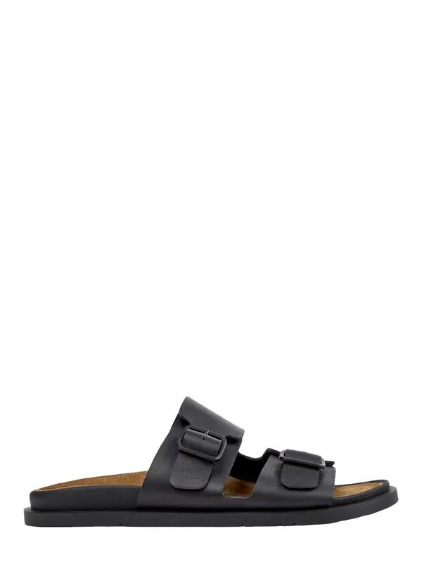 Camper Lluc Leather Sandals With Buckle Detail - Black