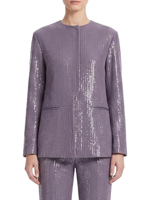 Giorgio Armani Sequined Band Collar Jacket - Nude