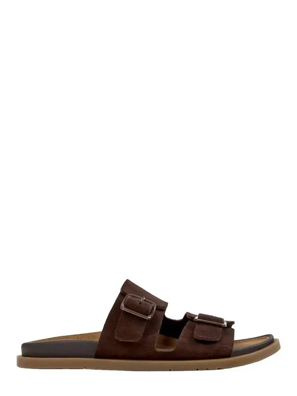 Camper Lluc Suede Sandals With Buckle Detail - Brown