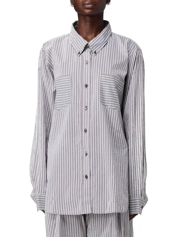 Dries Van Noten Striped Cotton And Silk Shirt - Brown