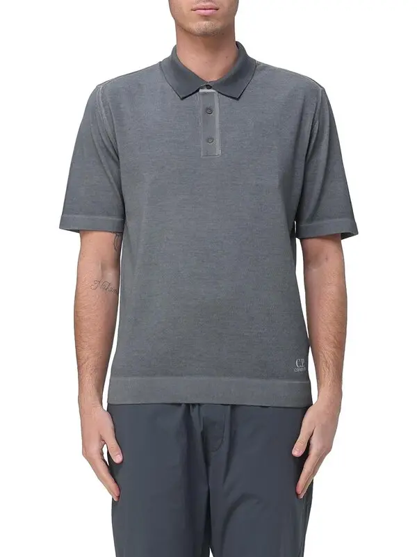 C.P. COMPANY Ribbed Polo Shirt - Grey 1