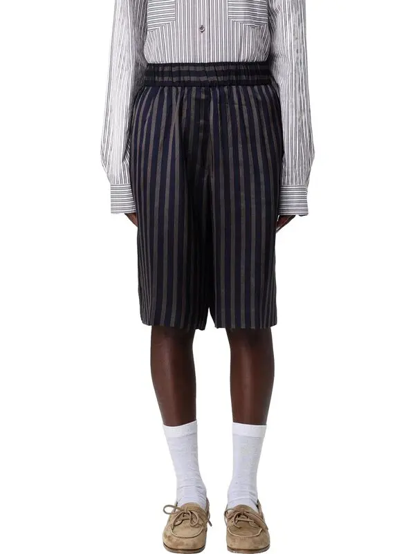 Dries Van Noten Striped Cupro Shorts - Navy