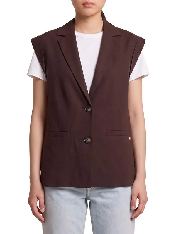 Liu Jo Single-breasted Viscose Blend Vest - Brown