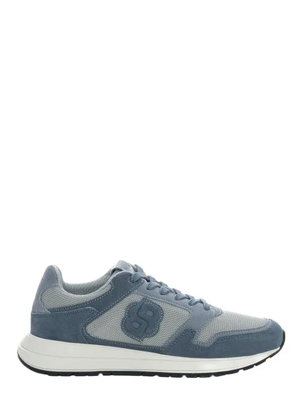 BOSS Mesh And Suede Lace-up Sneakers - Denim