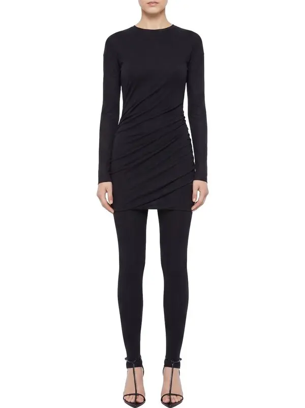 JIL SANDER Long Sleeve Ruched Dress - Black