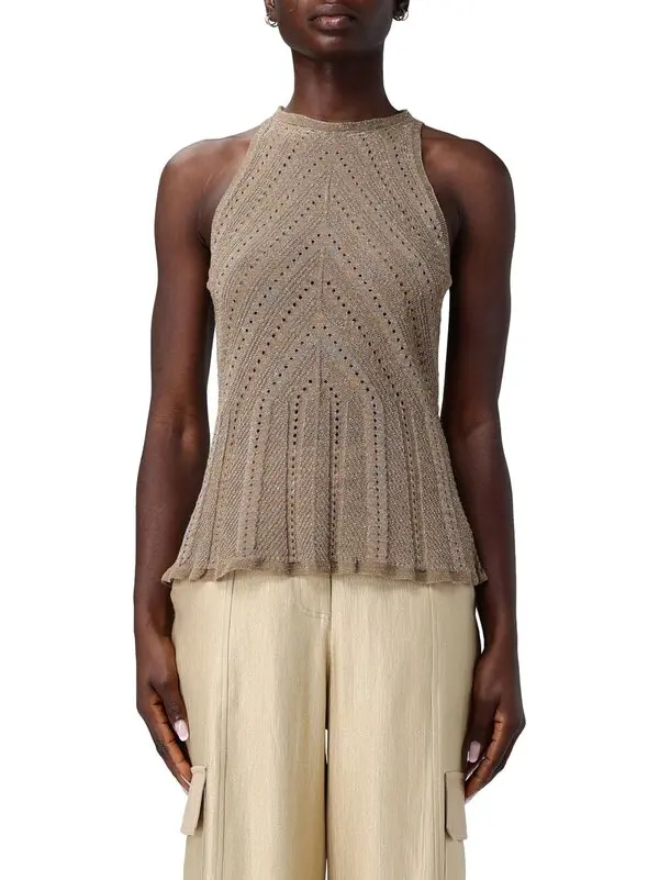 TWINSET Sleeveless Knit Top With Keyhole Detail - Green