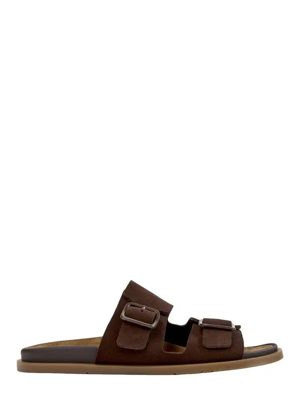 Camper Lluc Suede Sandals With Double Strap Closure - Brown