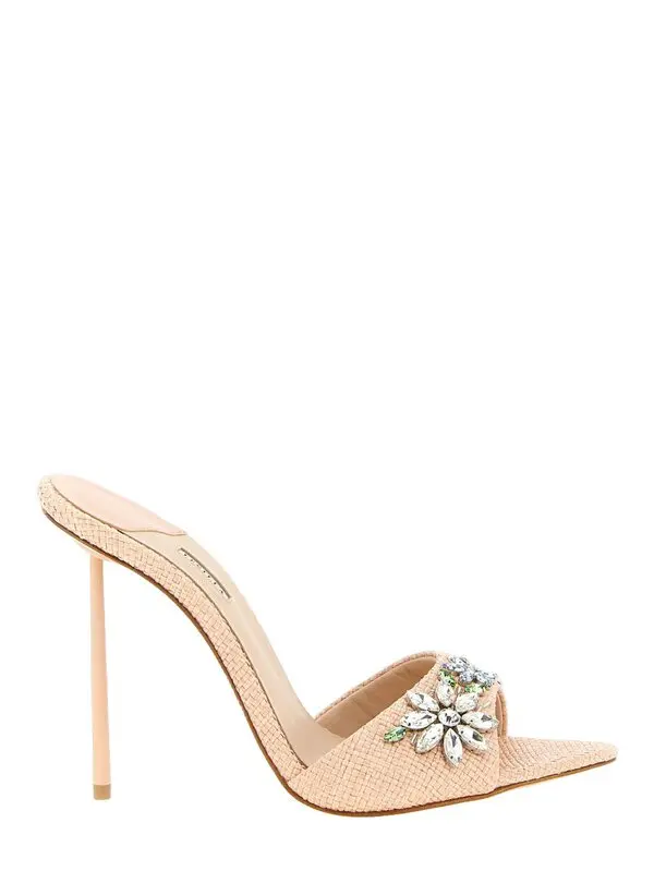 LE SILLA Embellished Raffia Stiletto Sandals - Pink