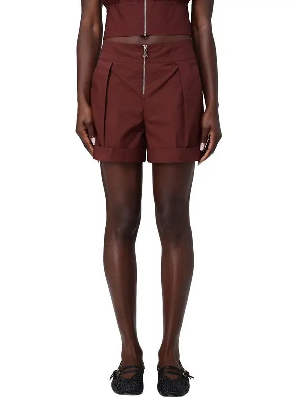 Patrizia Pepe Mid-rise Cotton Shorts With Slant Pockets - Brown