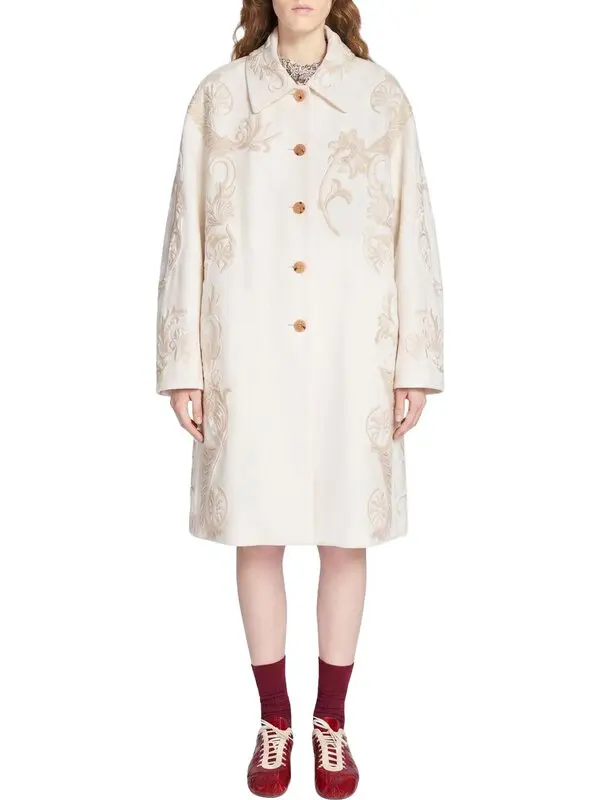 Dries Van Noten Embroidered Coat - White