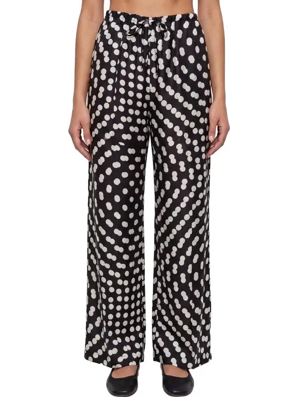 Dries Van Noten Polka Dot Wide Leg Trousers - Black