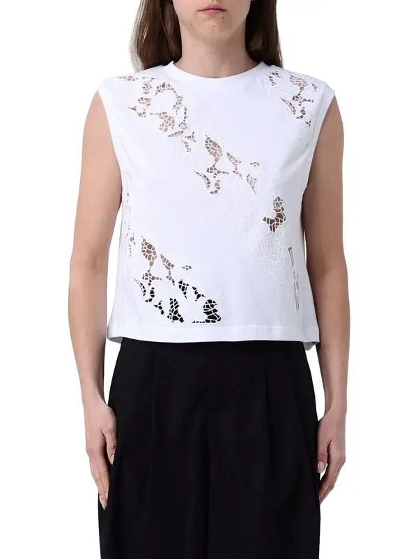 TWINSET Sleeveless Top With Floral Appliqu - Brown