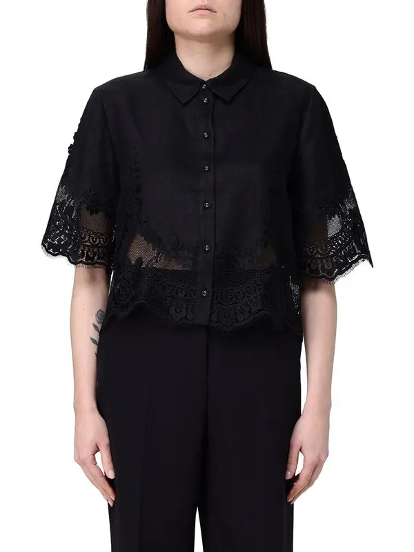 TWINSET Lace Trimmed Shirt - Black