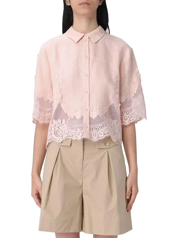 TWINSET Lace Trimmed Shirt - Pearl