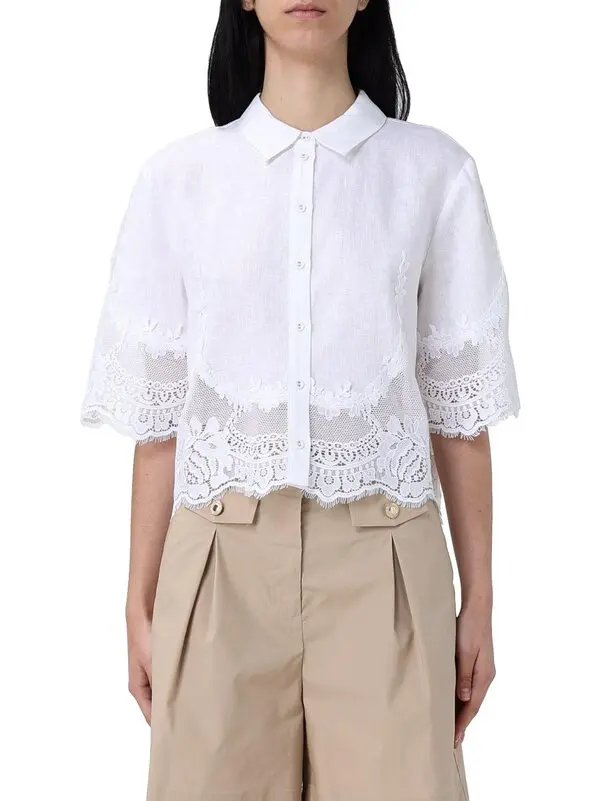 TWINSET Lace Trimmed Shirt - White