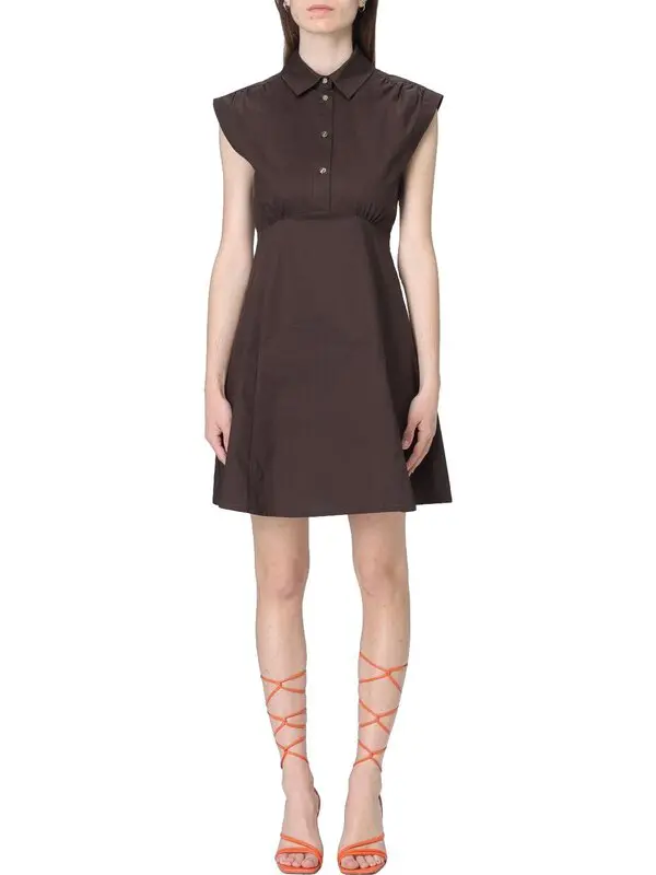 Liu Jo Cap Sleeve Collared Shirt Dress - Brown