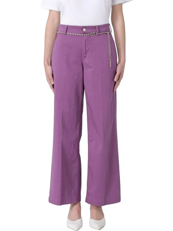 Liu Jo Wide Leg Pants With Chain Detail - Brown