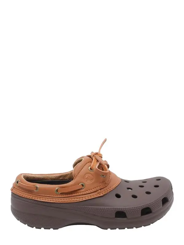 CROCS Classic Boat Mules In Eva And Vegan Leather - Brown