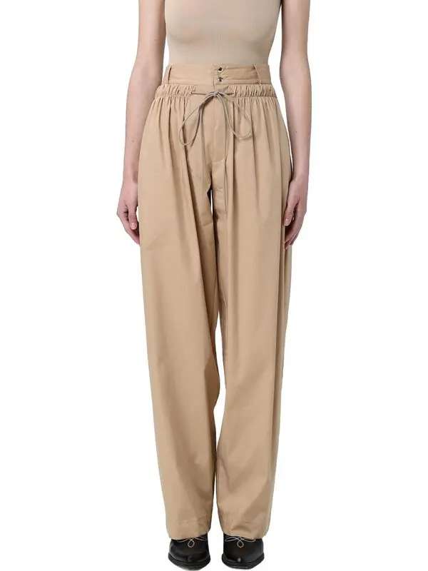 ANIYE BY Wide Leg Trousers With Drawstring Waist - Beige