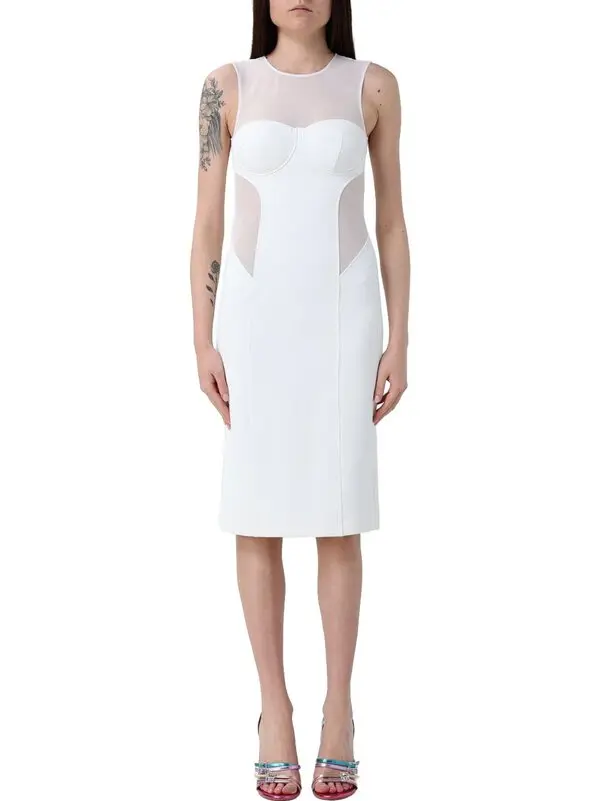 Patrizia Pepe Sleeveless Sheer Detail Dress - White
