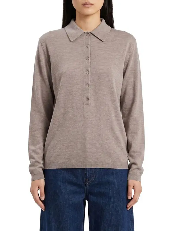 THE FRANKIE SHOP Long Sleeve Polo Shirt - Brown