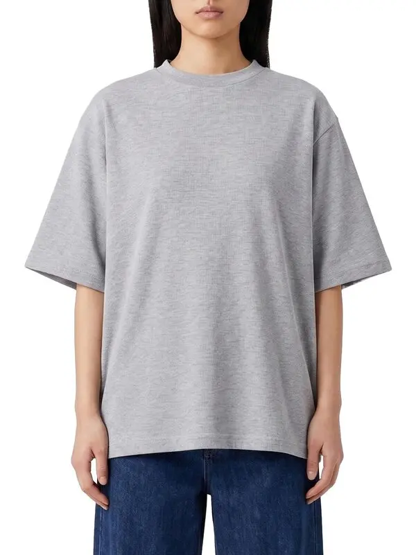 THE FRANKIE SHOP Relaxed Fit Cotton Crewneck T-shirt - Grey