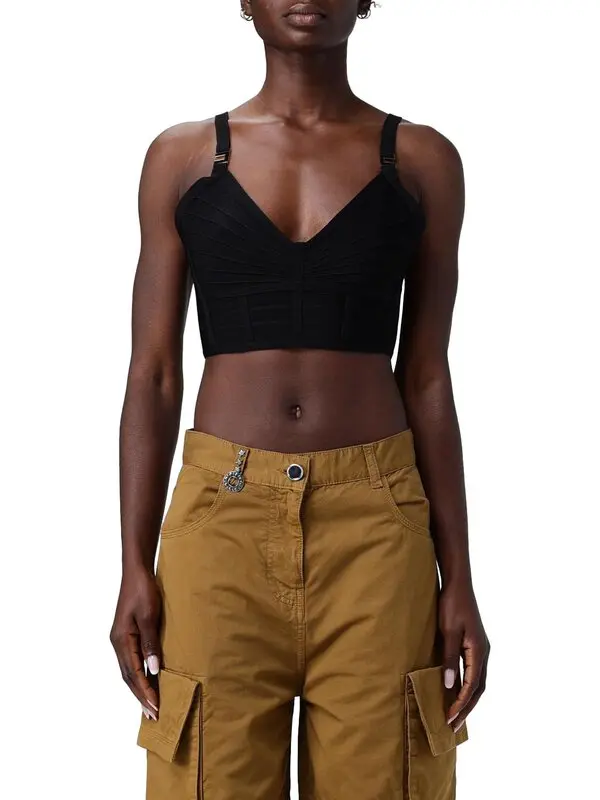 Elisabetta Franchi V-neck Cropped Top - Black