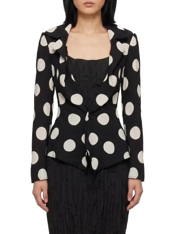 Junya Watanabe Slim Fit Polka Dot Asymmetrical Blazer - Black