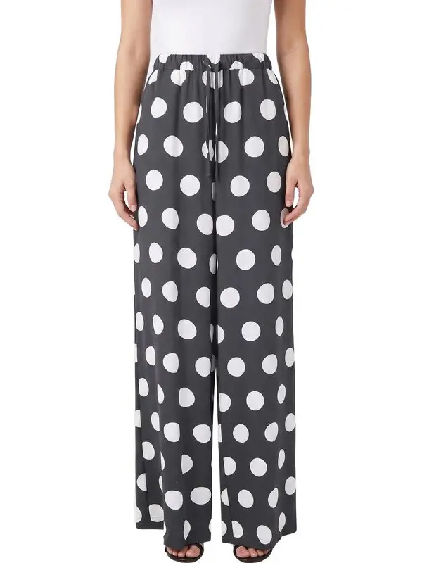 Junya Watanabe Polka Dot Wide-leg Jersey Trousers With Drawstring Waist - Black