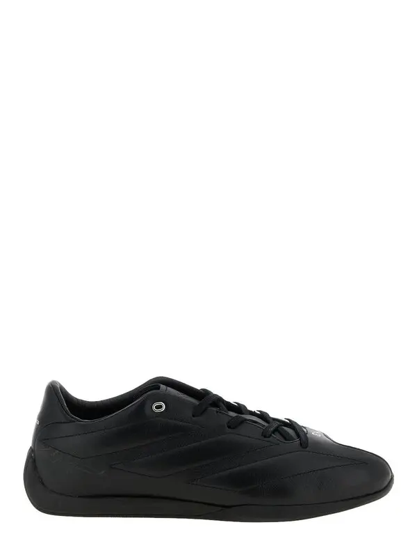 Y3 Feroza Lo Calfskin Leather Trainers With Contrast Logo - Black