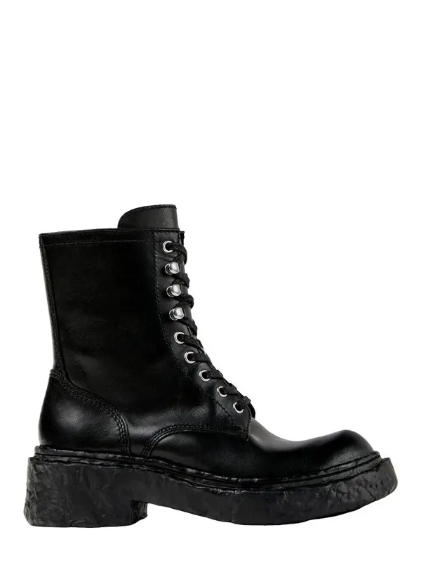 Camper Vamonos Leather Combat Boots - Black