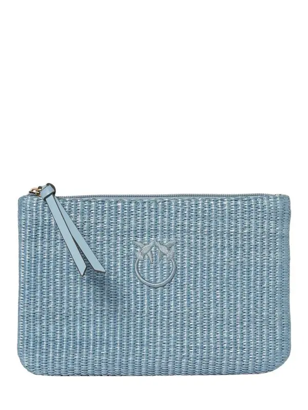 Pinko Woven Clutch Bag - Gnawed Blue