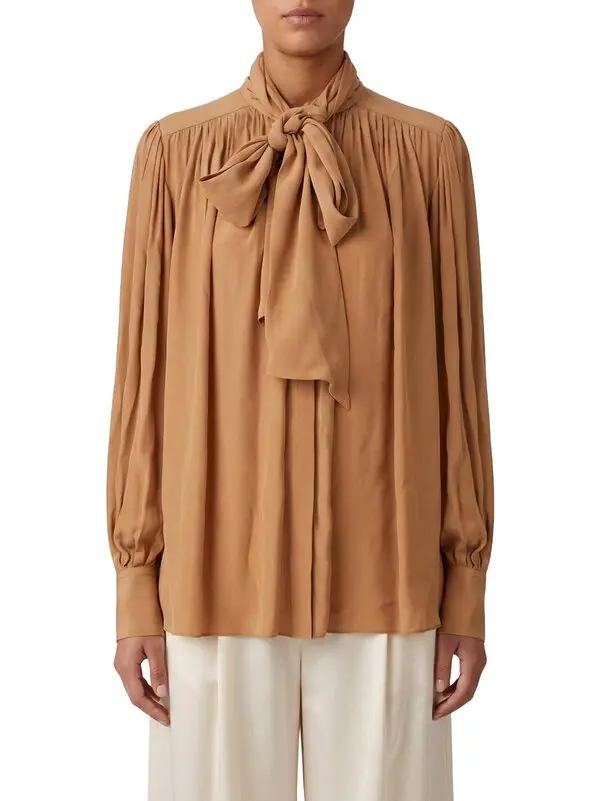Khaite Bow Detail Shirt - Ocher