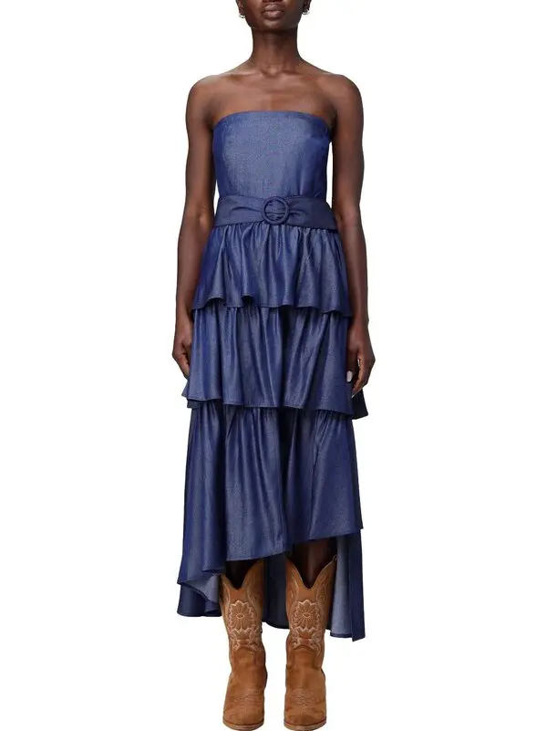 Liu Jo Tiered Dress With Belt - Denim