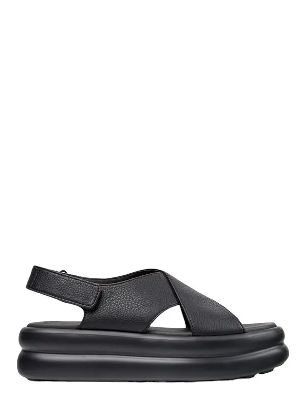 Camper Pelotas Flota Up Grain Leather Wedge Sandals - Black