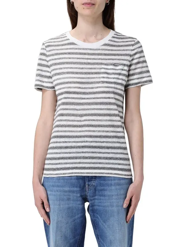 A.p.c. Striped Crewneck T-shirt With Pocket - Brown