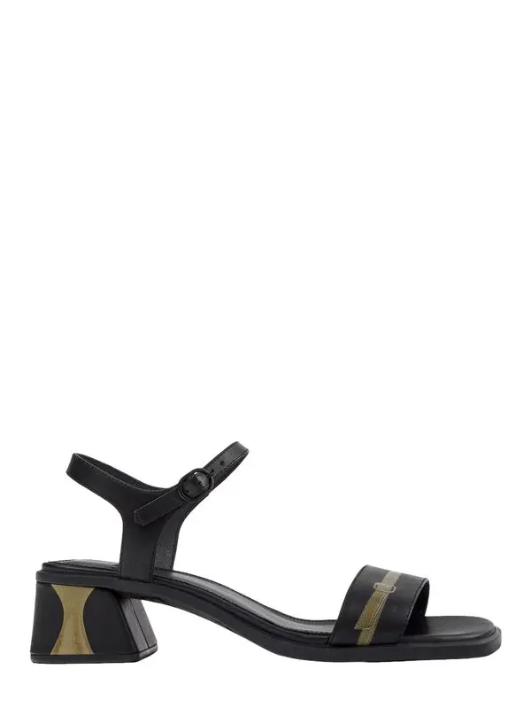 Camper Kora Trompe-l'œil Print Leather Block Heel Sandals - Black