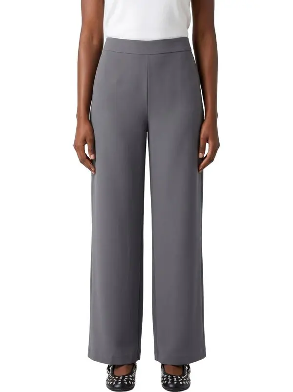 Patrizia Pepe Wide Leg Satin Trousers - Grey