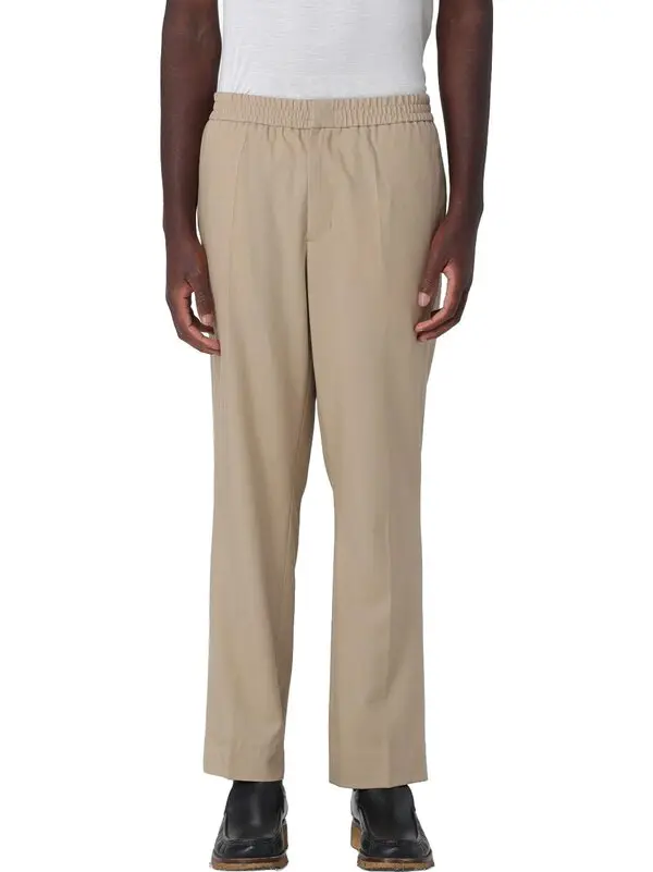 AMI Paris Virgin Wool Slim Fit Trousers - Beige