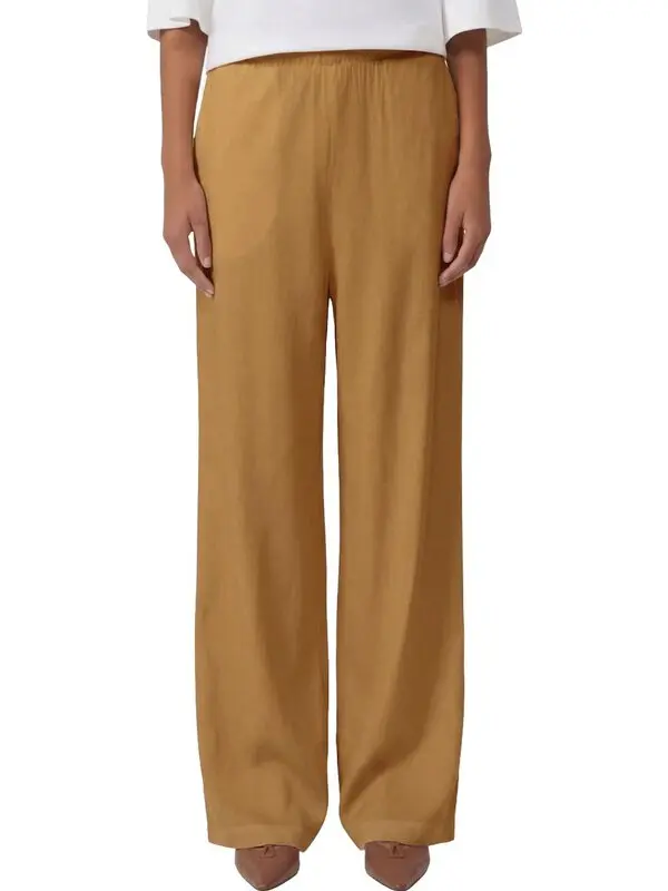 Max Mara Palazzo Linen Blend Trousers - Sand