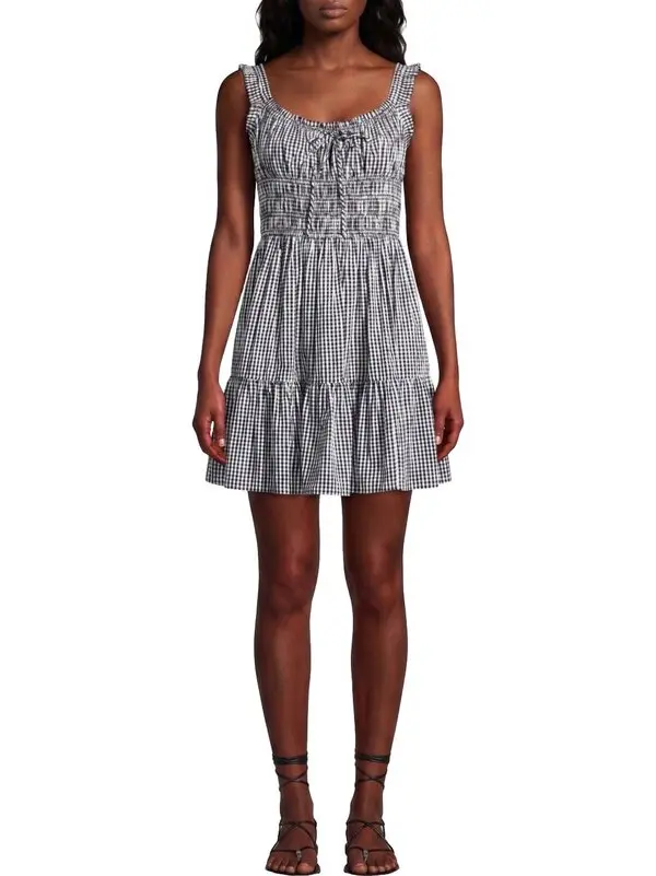 Michael Kors Gingham Check Tiered Dress - Black