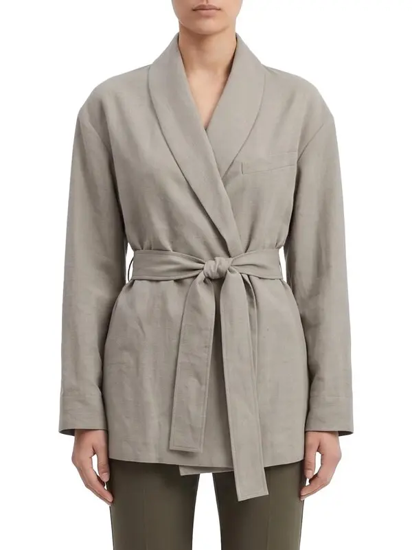 Soeur Shawl Collar Belted Jacket - Green