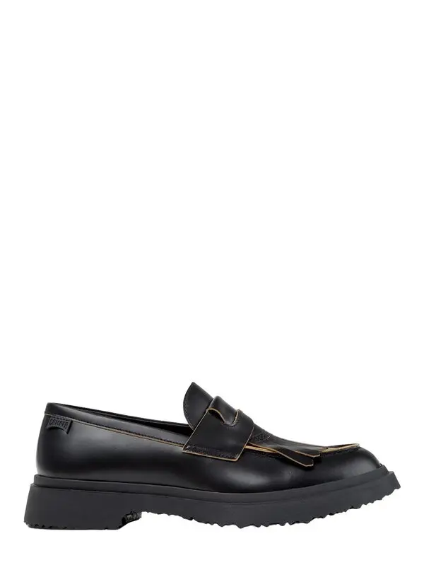 Camper Leather Loafers With Fringe And Saddle Strap - Black
