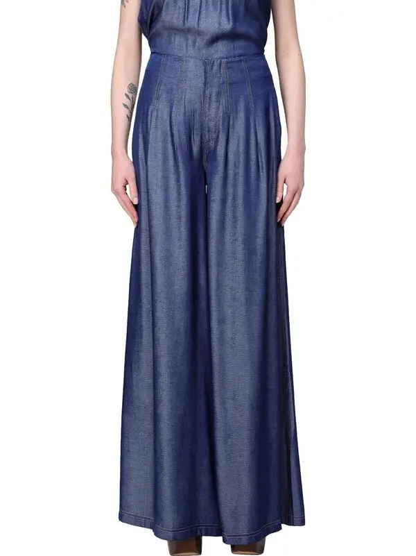 Liu Jo Chambray Wide Leg Palazzo Trousers - Denim